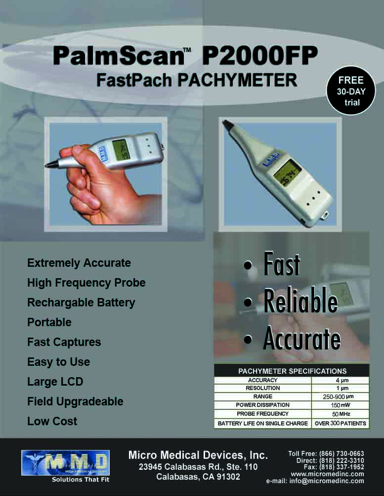 MMD Palmscan P2000FP Fastpach pachymeter | Medical Workshop